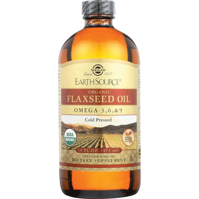 Earth Source Organic Vegan Liquid Flaxseed Oil - Cold Pressed & Pure ...