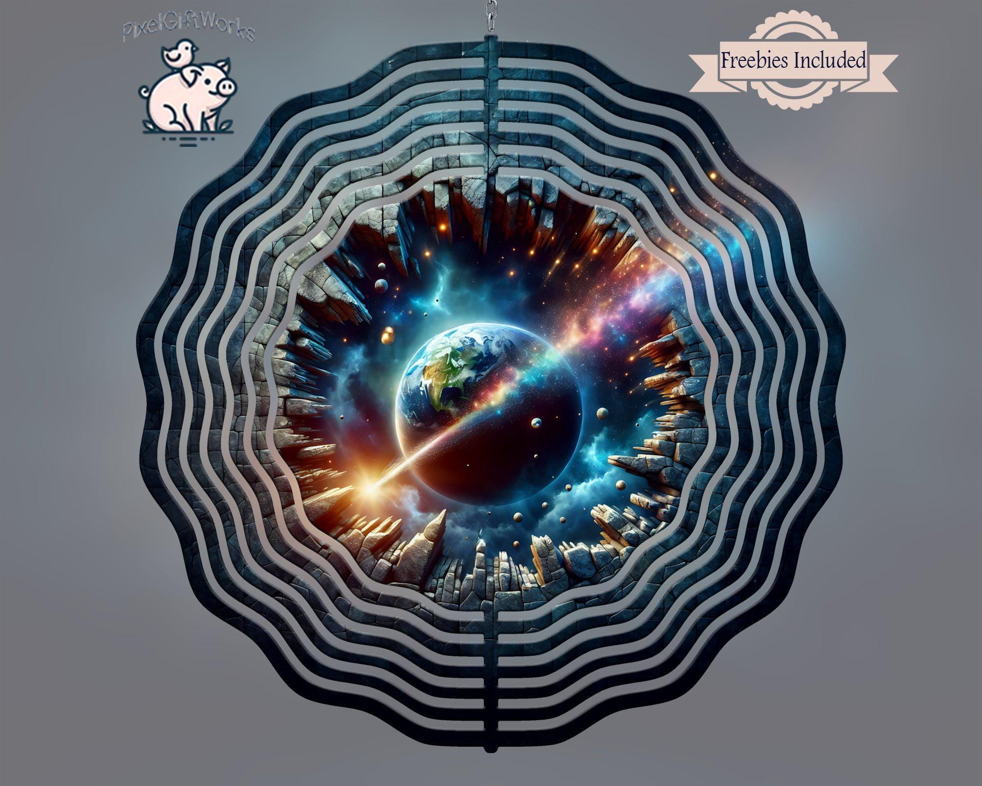 Earth Space Hole 3D Wind Spinner Kinetic Suncatcher Garden Art ...