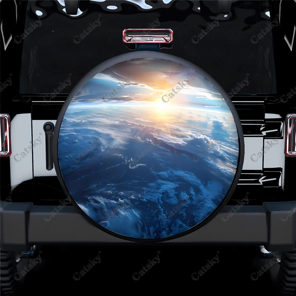 Earth Space Sun Rising Polyester Universal Spare Wheel Tire Cover ...