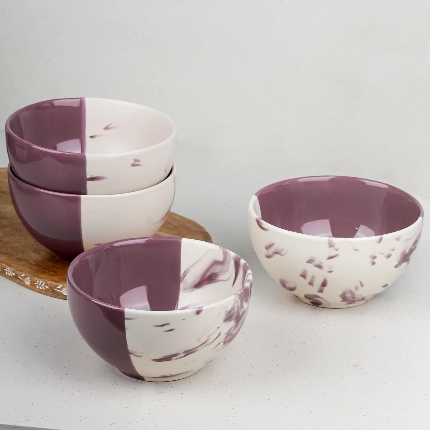 The Earth Store Dual Tone Magenta Italian 580ml Each Ceramic Bowls Set ...