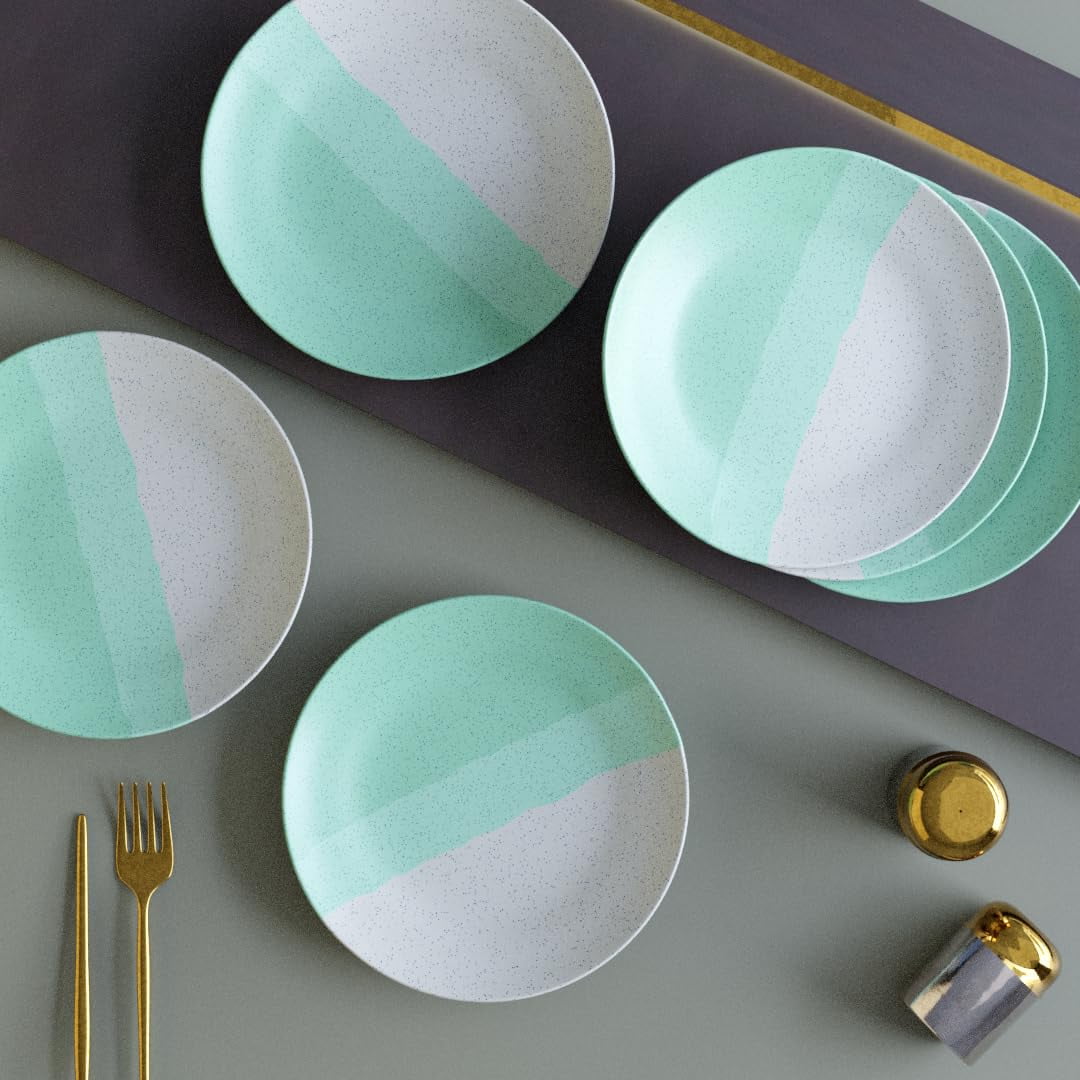 The Earth Store Handcrafted Tritone Green Matte 6 Piece 10 Inch Ceramic ...