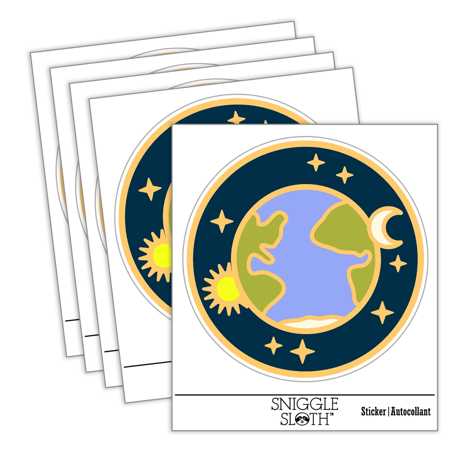 Earth Sun Moon Stars Car Window Bumper Water Bottle Phone Tablet Laptop ...