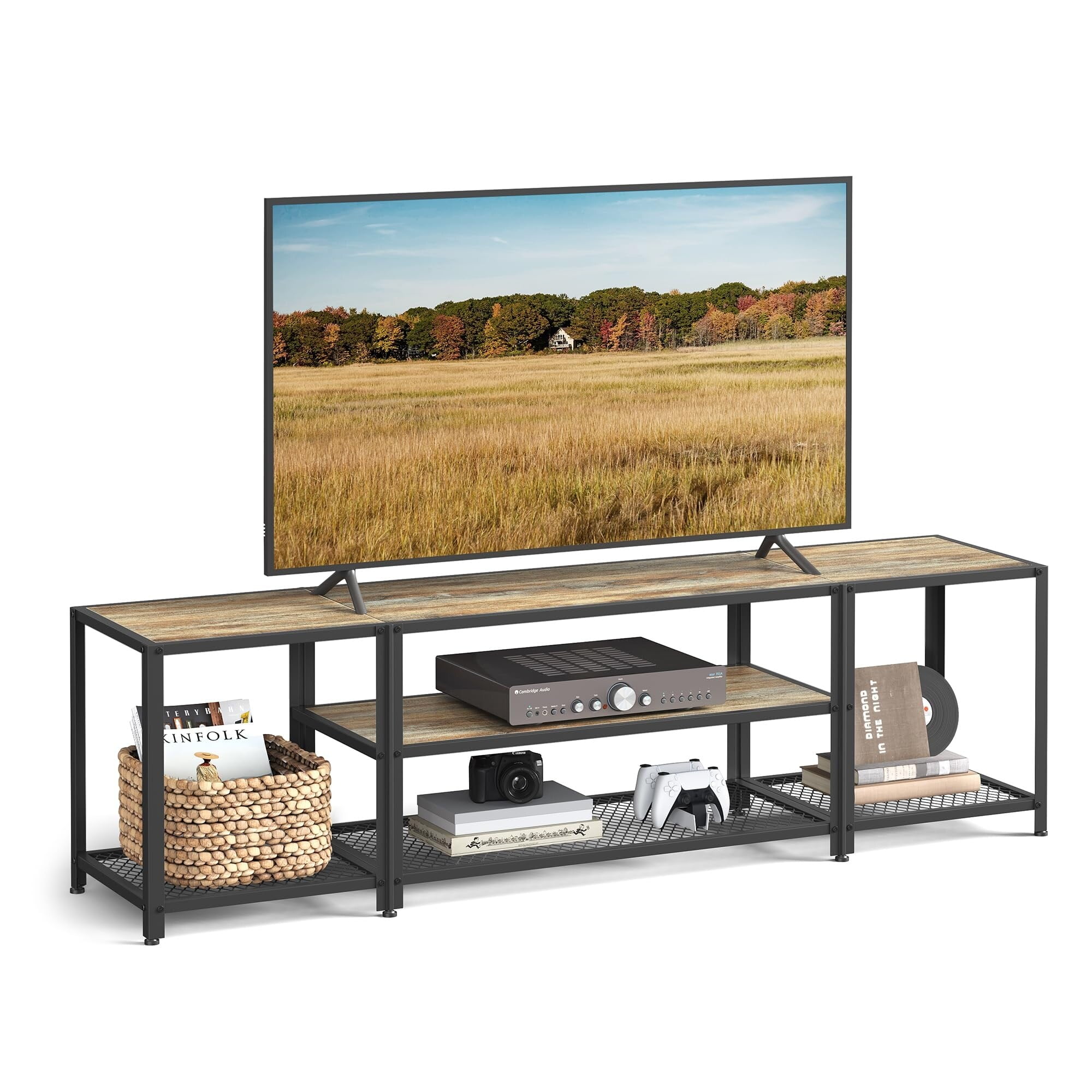 Earth & Table Modern TV Stand for TVs up to 75 Inches, 3-Tier ...