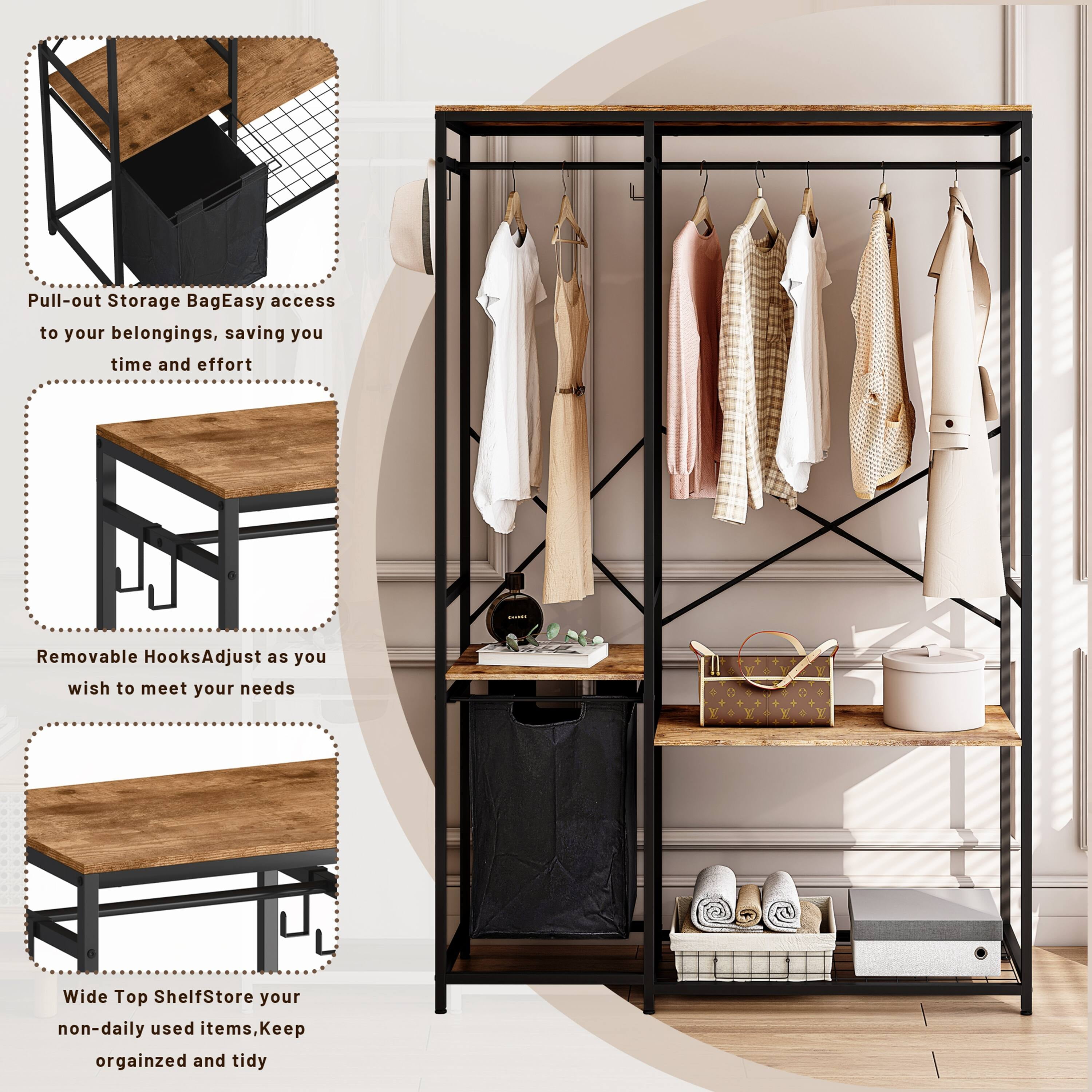 Earth & Table Portable Wardrobe Clothes Rack, Freestanding Clothing ...