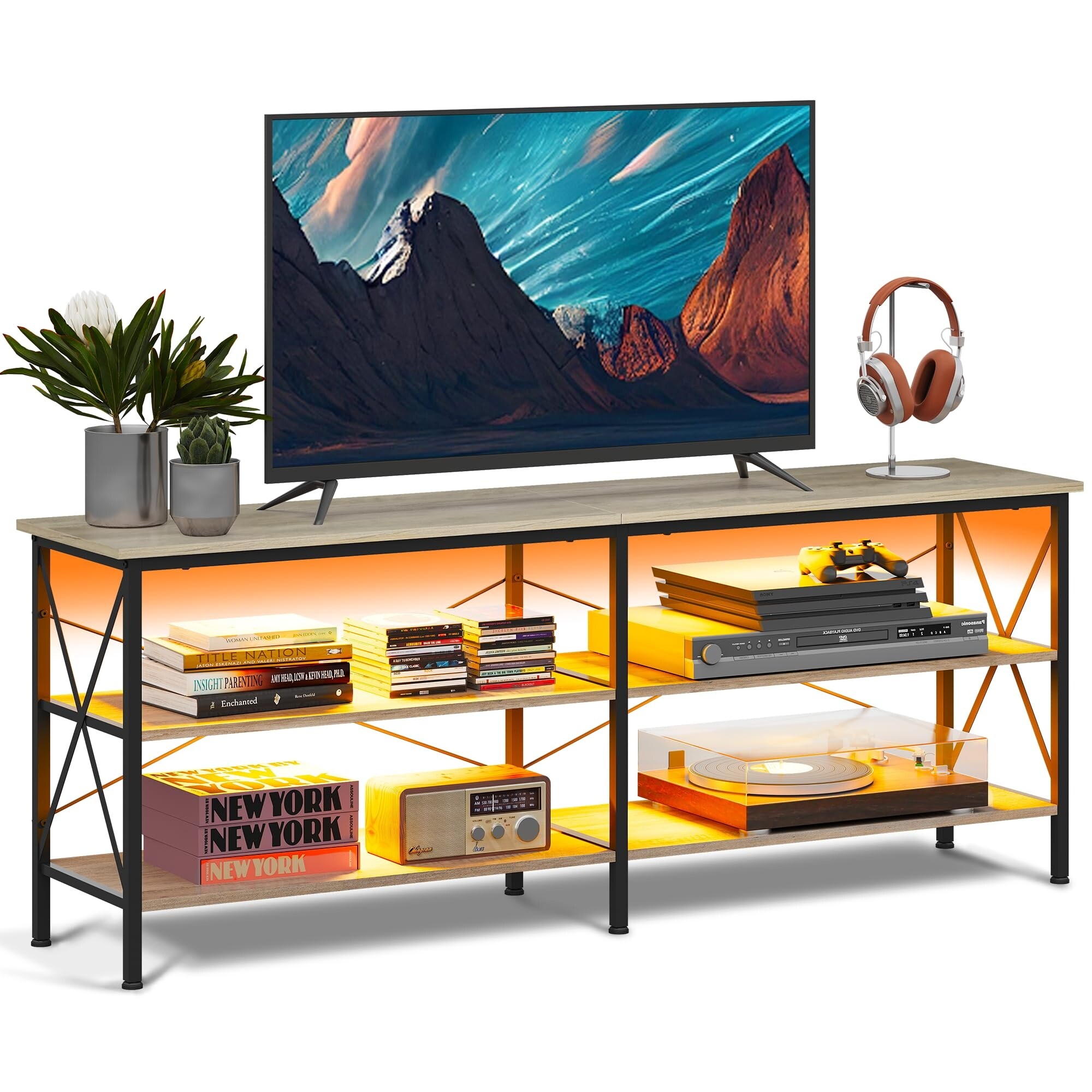 Earth & Table TV Stand up to 70 Inch TV, 63" Entertainment Center with ...