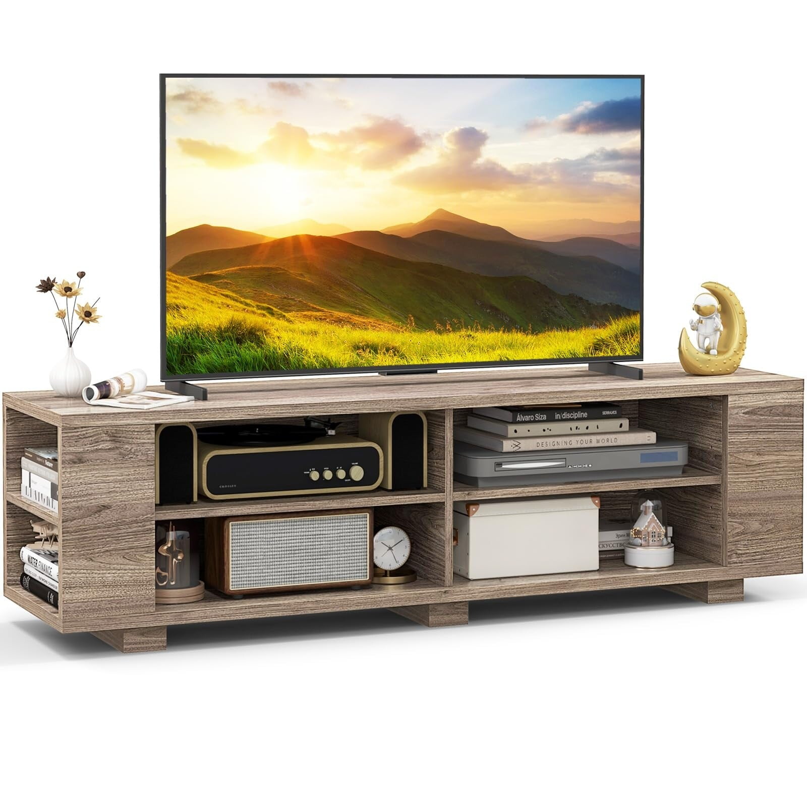 Earth & Table Wood TV Stand for TVs up to 65 Inch Flat Screen, Modern ...