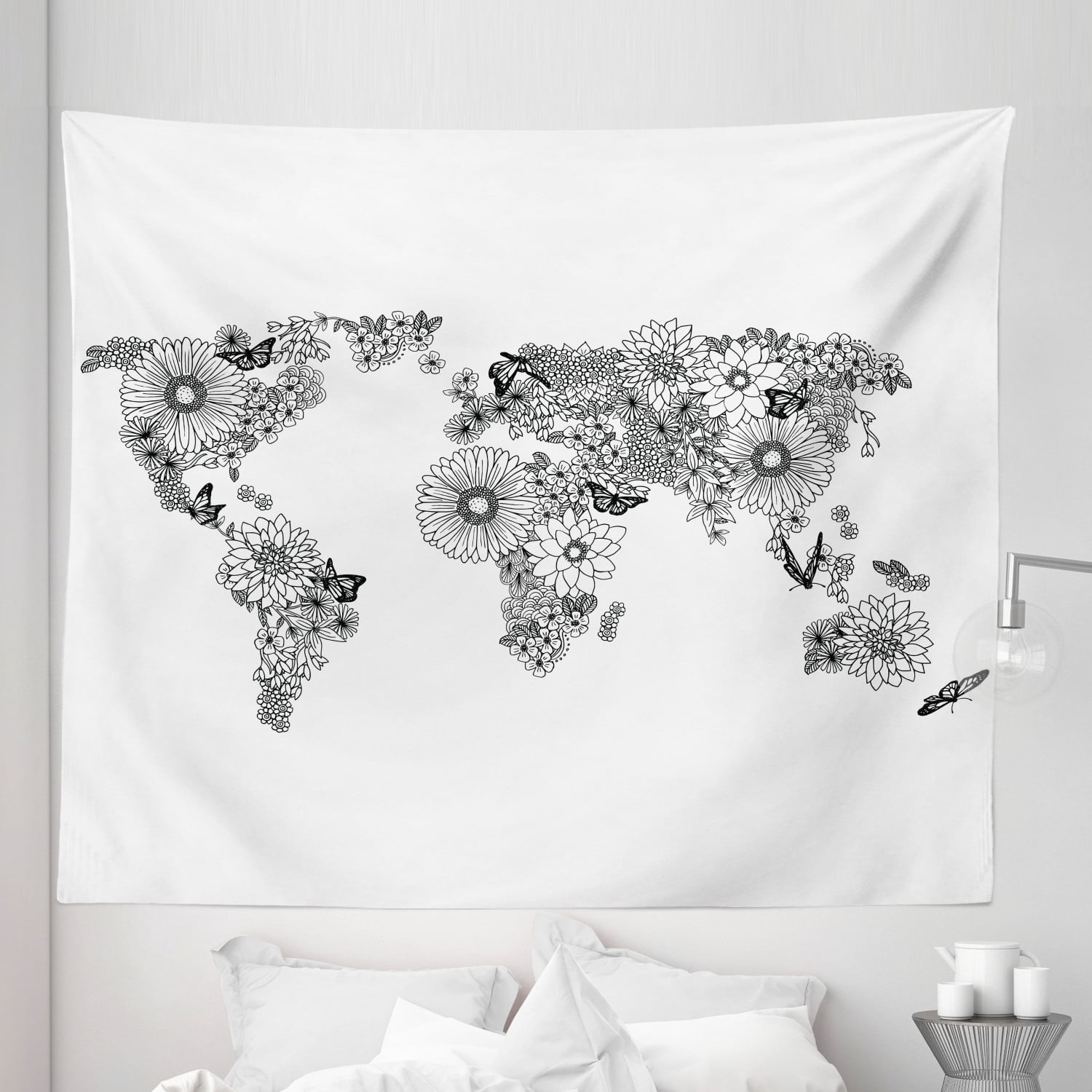 Earth Tapestry, Planet Petals Atlas Butterflies Flying on Continents ...