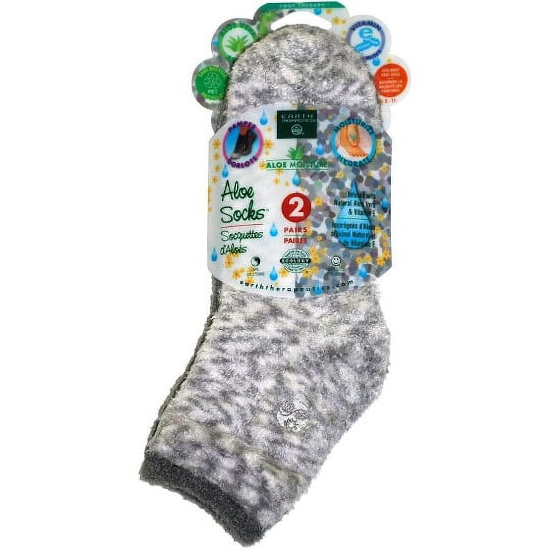 Earth Therapeutics Aloe Socks, Grey, 2 ct, Infused with Aloe Vera and ...