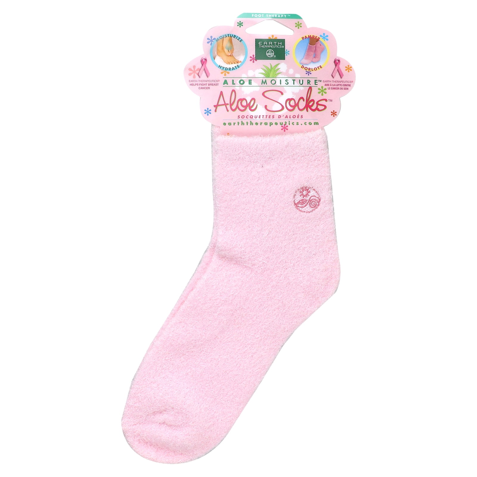 Earth Therapeutics Aloe Socks Pink, Moisturizing Aloe Infused Socks for ...