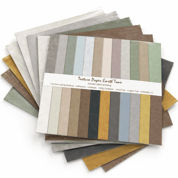 Earth Tone 12x12 Inch 160gsm Double-sided Patterned Scrapbook Paper, 24 ...