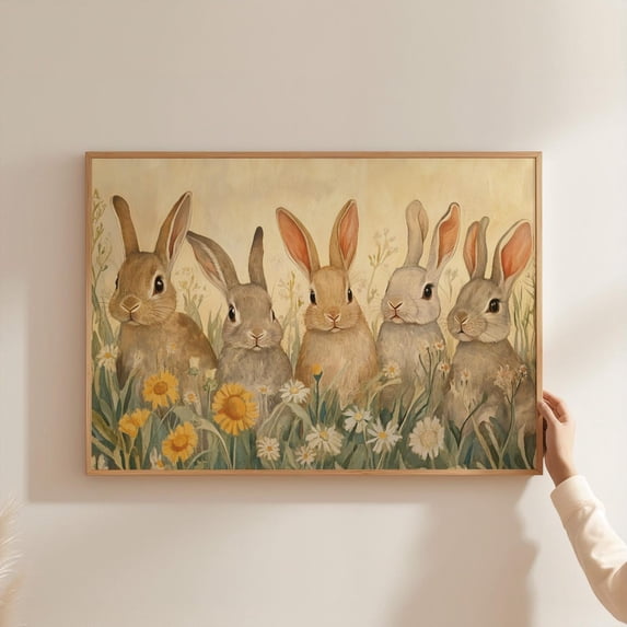 Earth Tone Bunny Rabbit Nursery Poster, Unframed Size 24x36 - Walmart.com