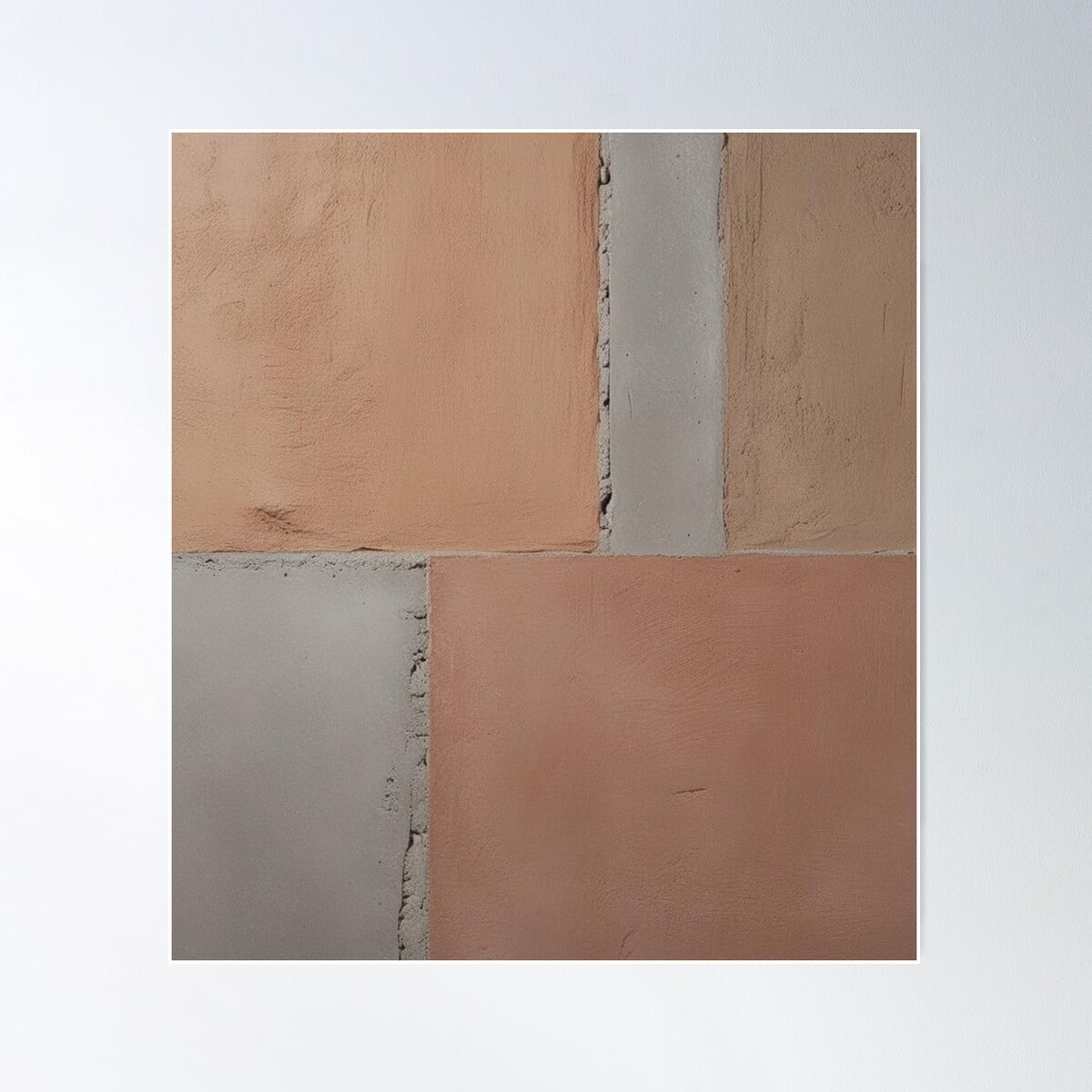 Earth-Tone Clay And Concrete Block Pattern Poster Wall Art, Modern Wall ...