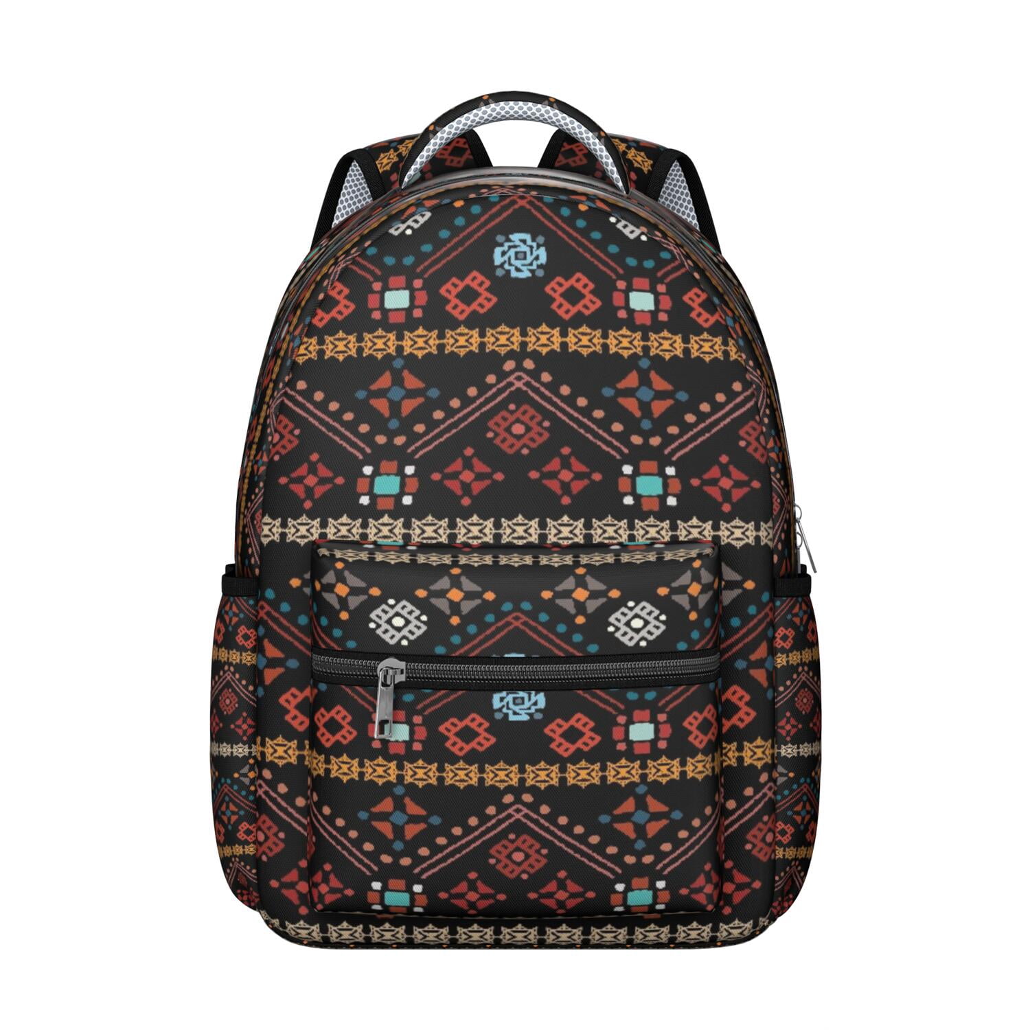 Earth Tone Ethnic Motif Boho Chic Backpack - Oversized 17" Computer ...