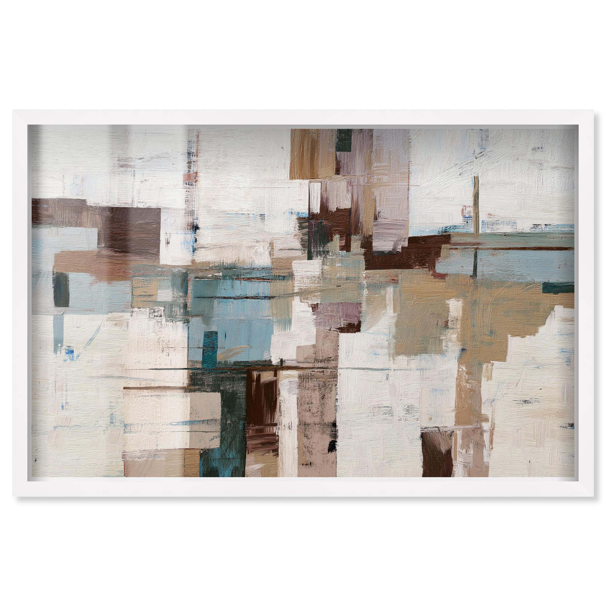 Earth Tone Grid Shadowbox Print Boho Wall Art by Art Remedy, White ...