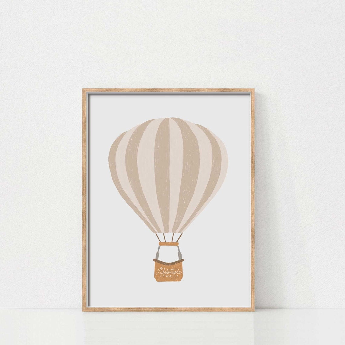 Earth Tone Hot Air Balloon Posteradventure Nursery Poster Beige Baby ...