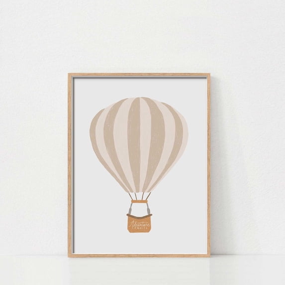 Earth Tone Hot Air Balloon Posteradventure Nursery Poster Beige Baby ...