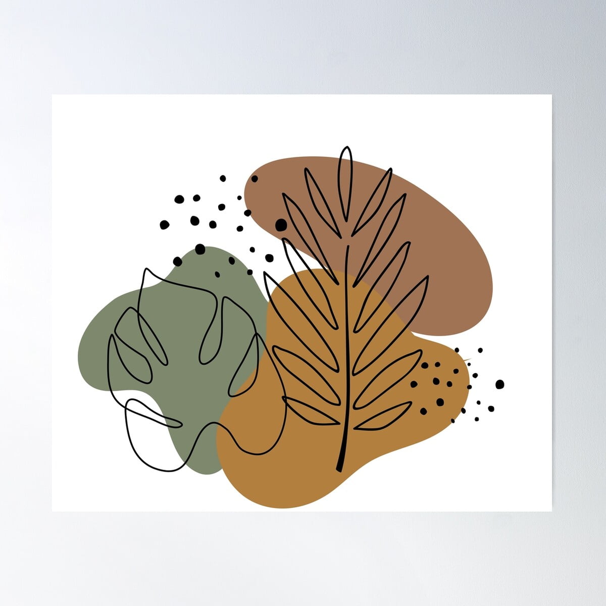 Earth Tone Line Art Poster Wall Art, Modern Wall Decor For Living Room ...
