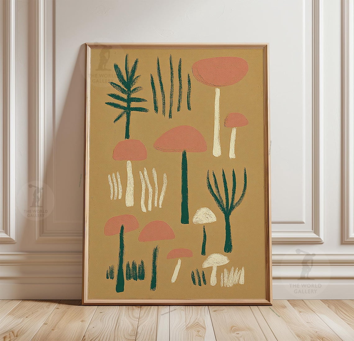 Earth Tone Mushroom Poster Minimal Woodland Shapes Folk Nature Art ...