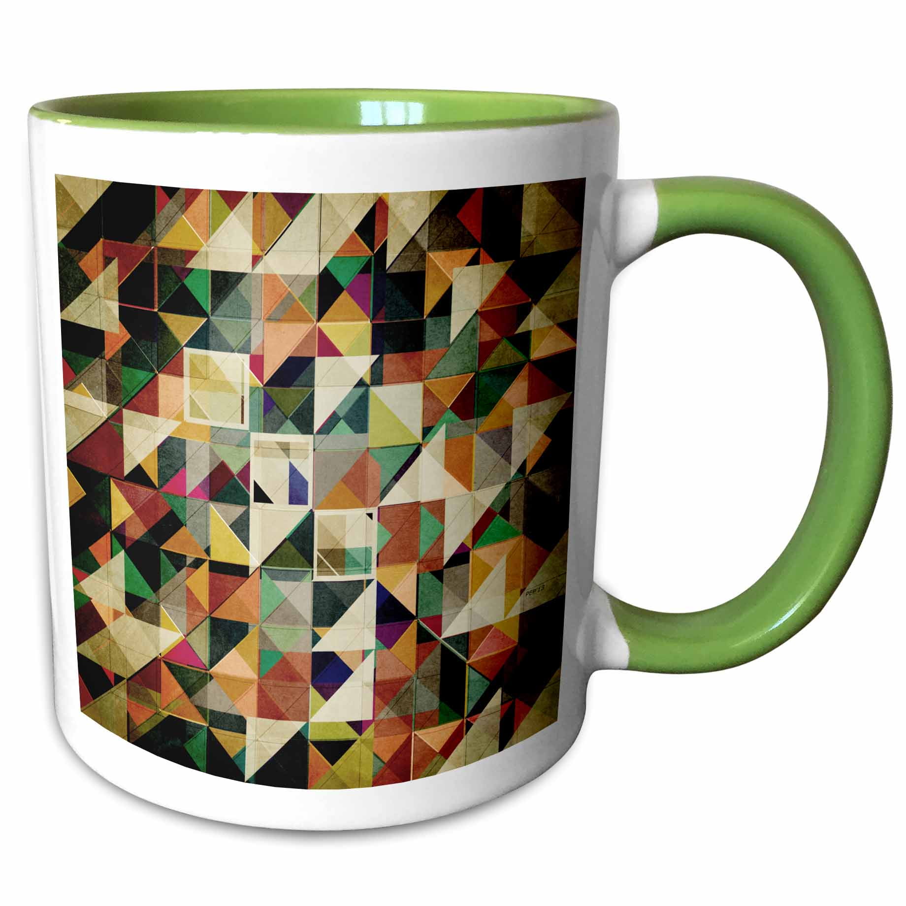Earth Tones Abstract - geometric squares grid with texture 15oz Two ...