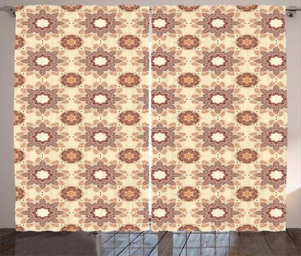 Ambesonne Earth Tones Curtains 2 Panel Set, Mandala Lace Style Art, 108 ...