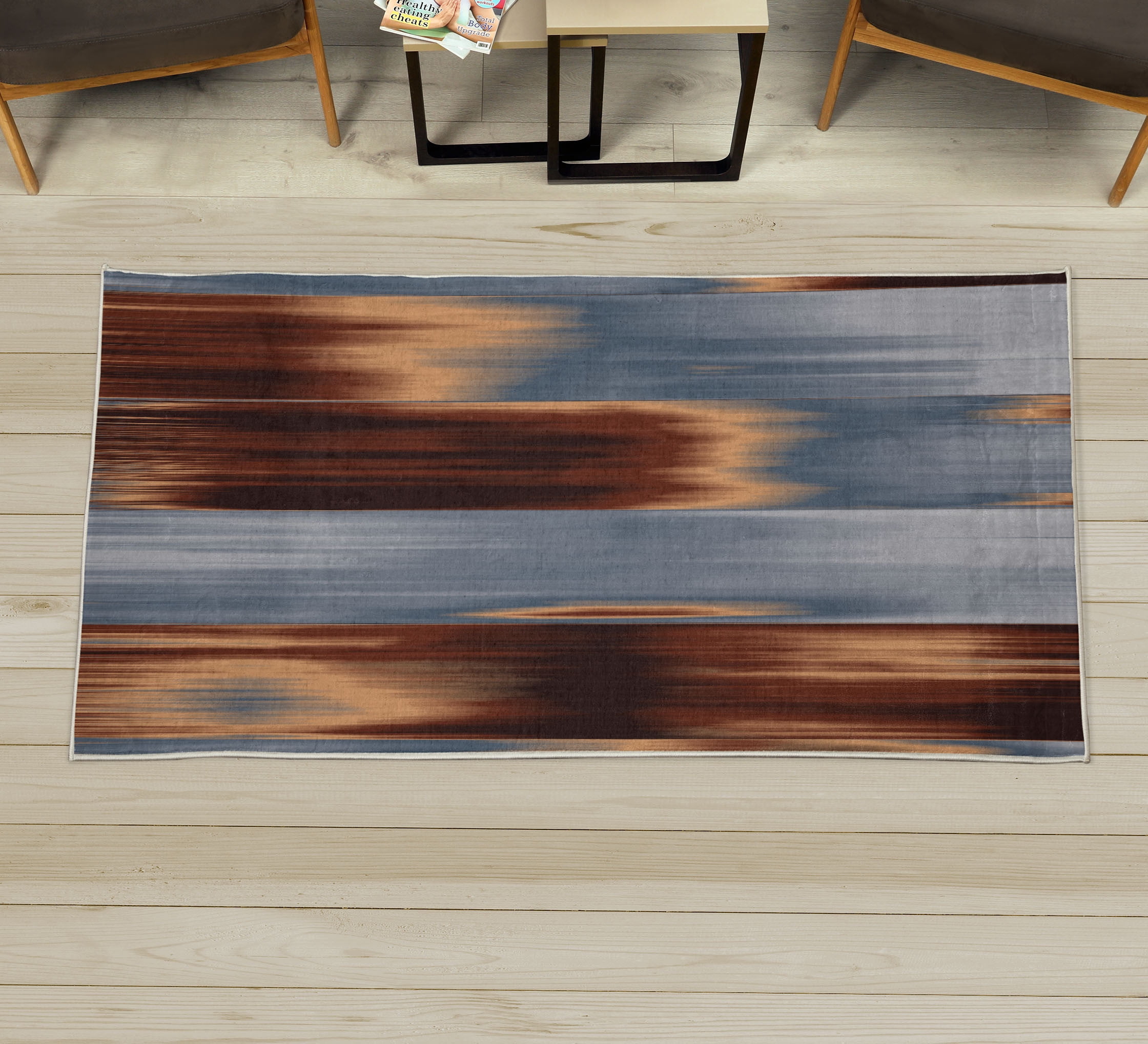 Earth Tones Decorative Rug, Abstract Modern Design Ombre Inspired ...