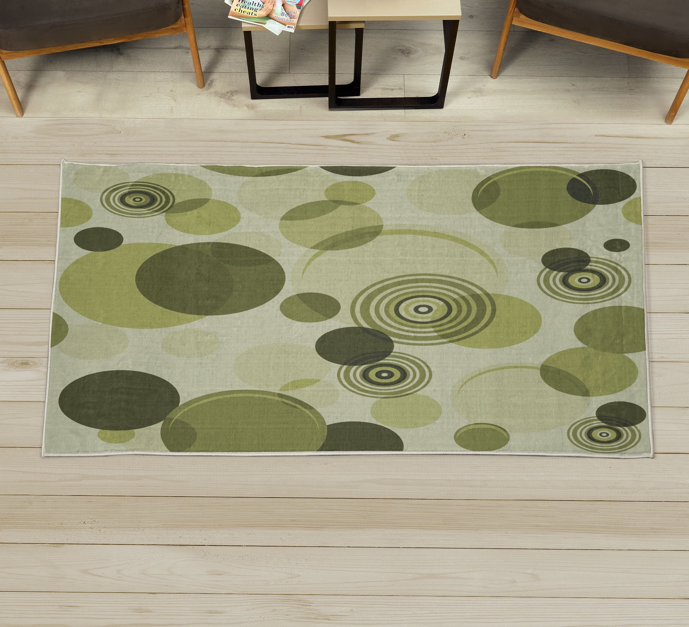 Earth Tones Decorative Rug, Abstract Pastel Pattern with Overlapping ...