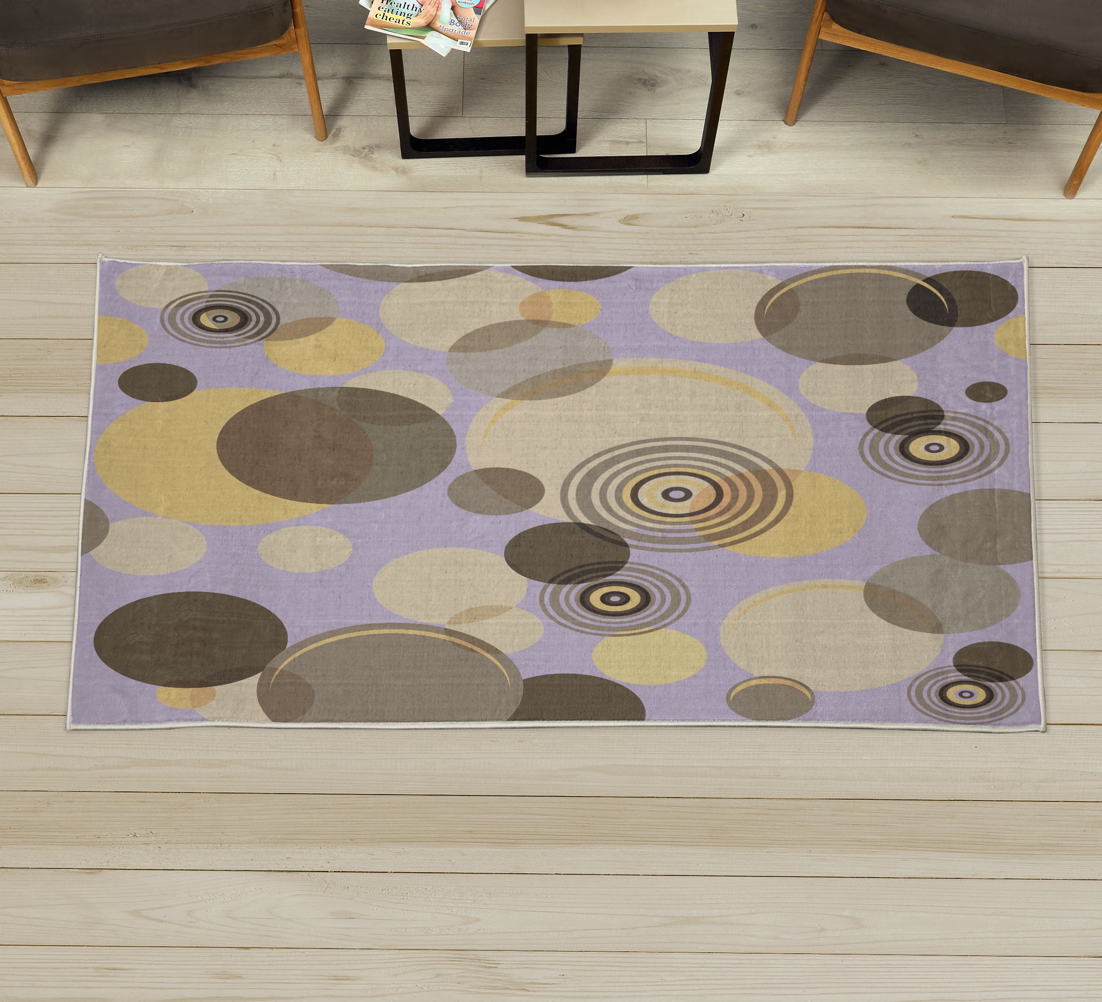 Earth Tones Decorative Rug, Abstract Pastel Pattern with Overlapping ...
