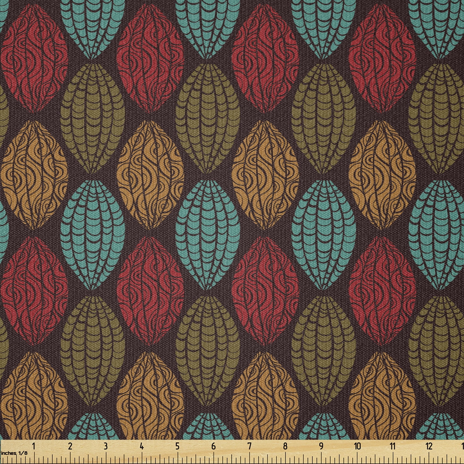 Earth Tones Fabric by The Yard, Native Eastern Art with Abstract ...