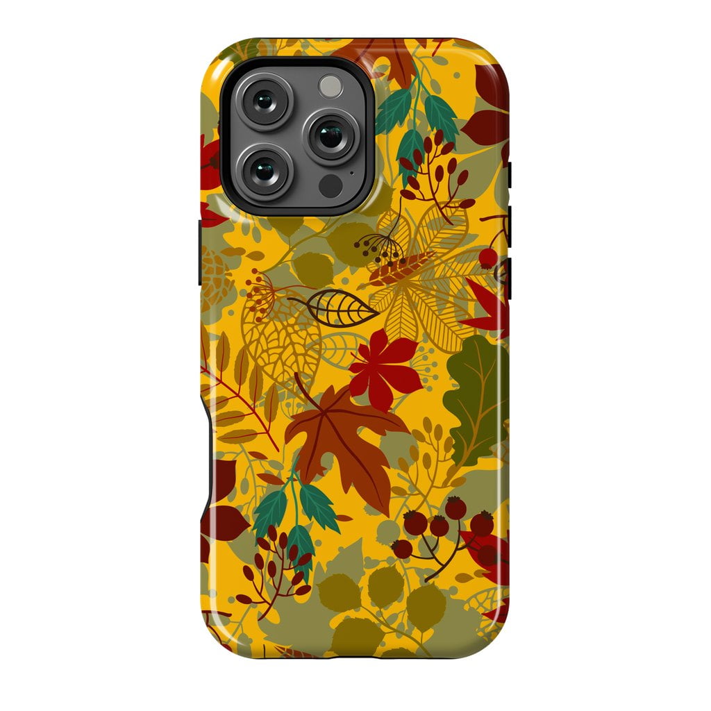 Earth Tones Fall Leaves Design Tough Case for iPhone 11 to 17 Series ...