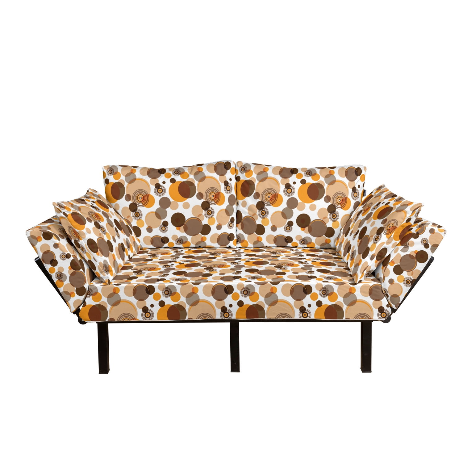 Earth Tones Futon Couch, Abstract Pastel Pattern with Overlapping ...