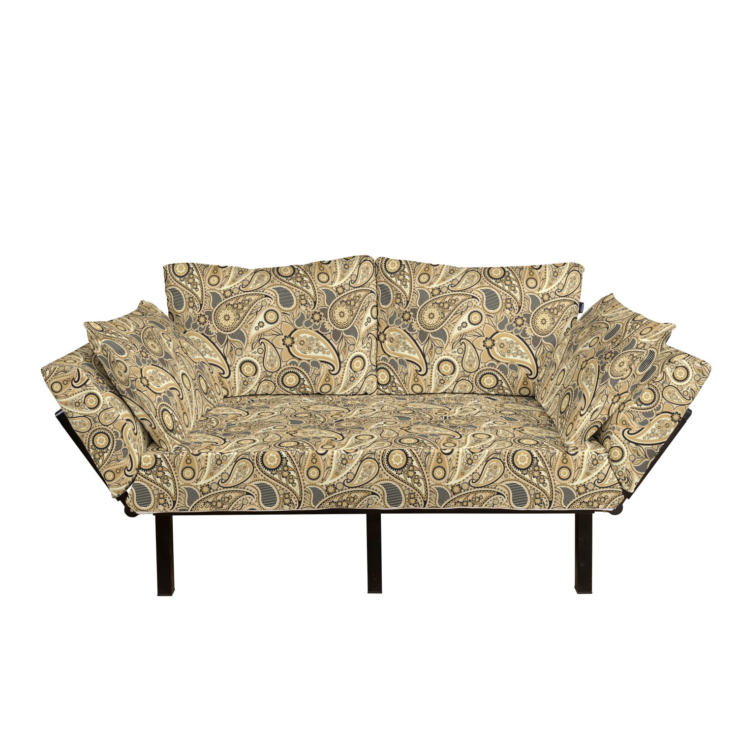 Earth Tones Futon Couch, Iranian Pattern Traditional Paisley Welsh ...