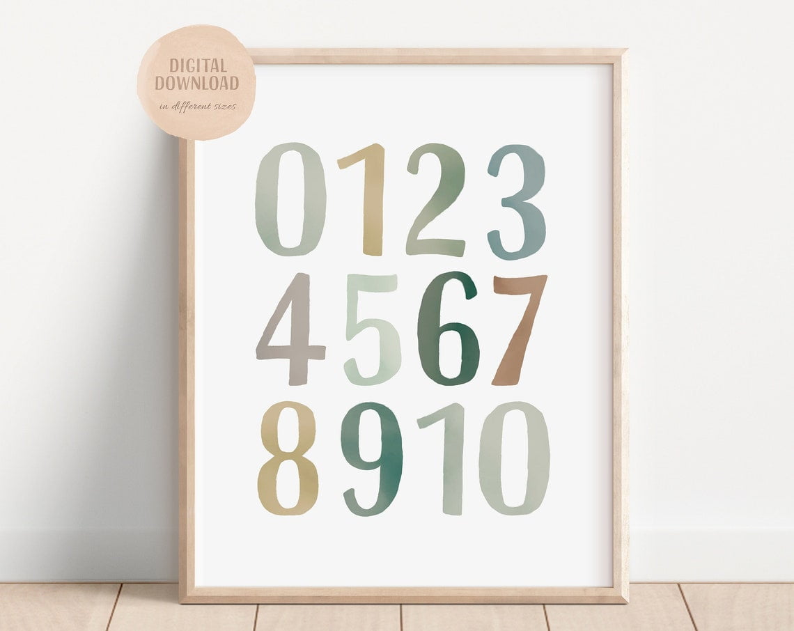 Earth Tones Numbers Poster, Educational Poster, Montessori Materials ...