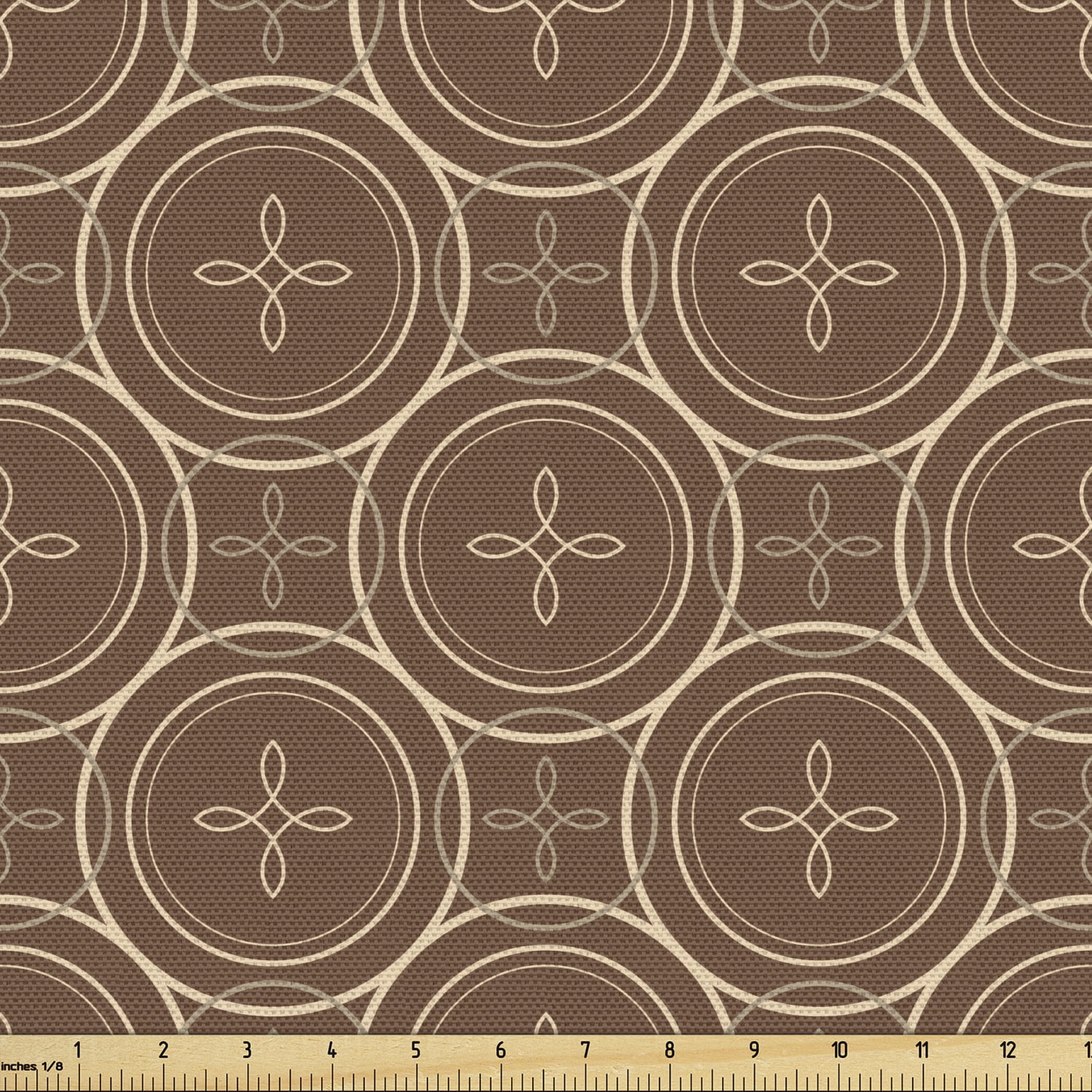Ambesonne Earth Tones Fabric by the Yard Upholstery, Classic Round ...