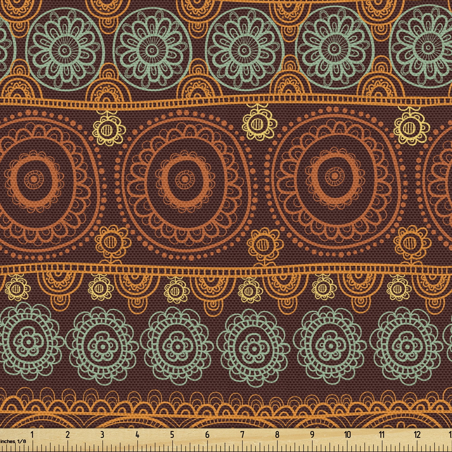 Ambesonne Earth Tones Fabric by the Yard Upholstery, Prehistoric Floral ...