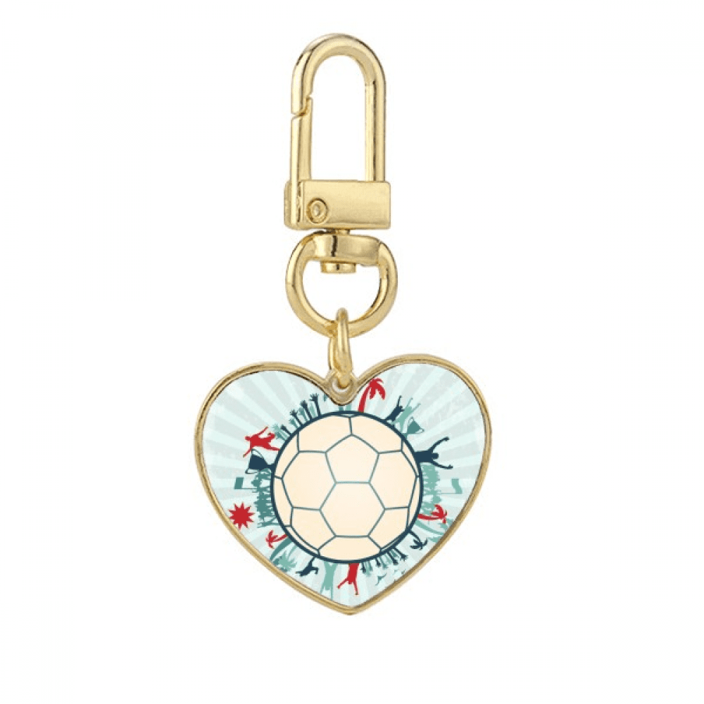 Earth Trees Soccer Football Sports Gold Heart Keychain Metal Keyring ...