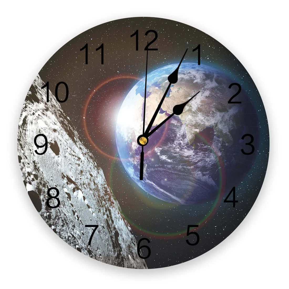 Earth Universe Space And Stars Wall Clock For Home Decoration Living ...