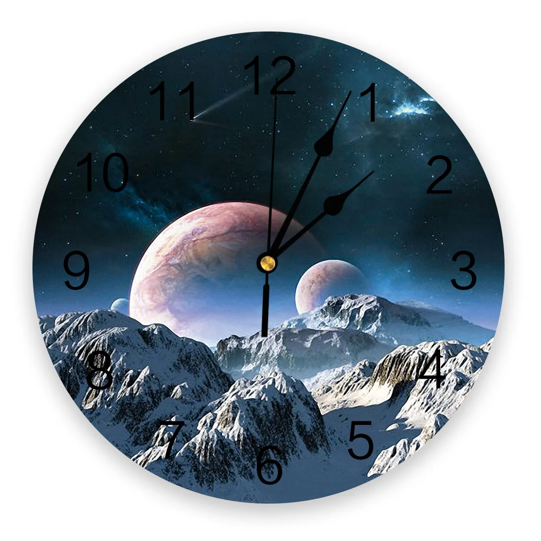 Earth Universe Space And Stars Wall Clock For Home Decoration Living ...