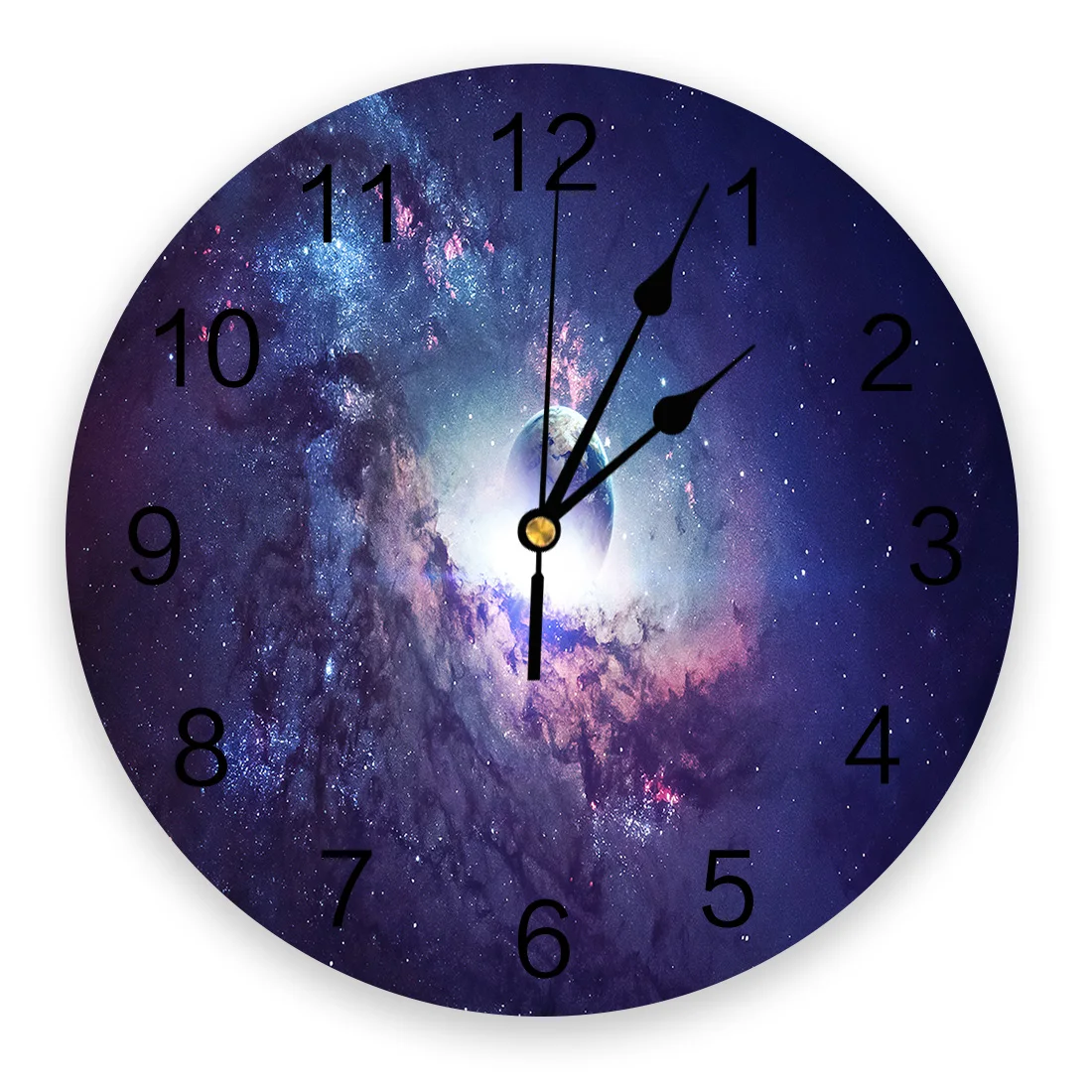Earth Universe Space And Stars Wall Clock For Home Decoration Living ...