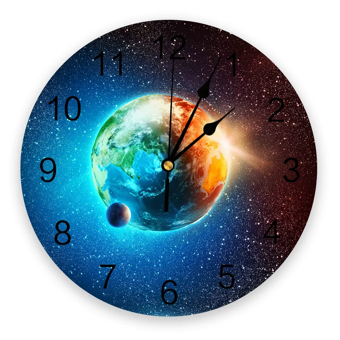 Earth Universe Space And Stars Wall Clock For Home Decoration Living ...