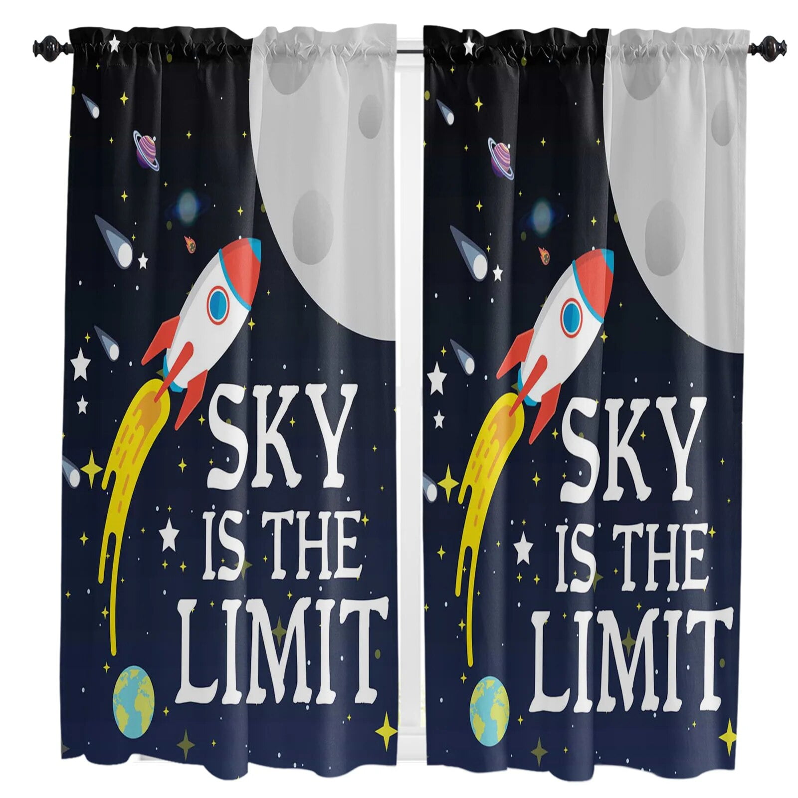 Earth Universe Space And Stars Window Curtains for Living Room the ...