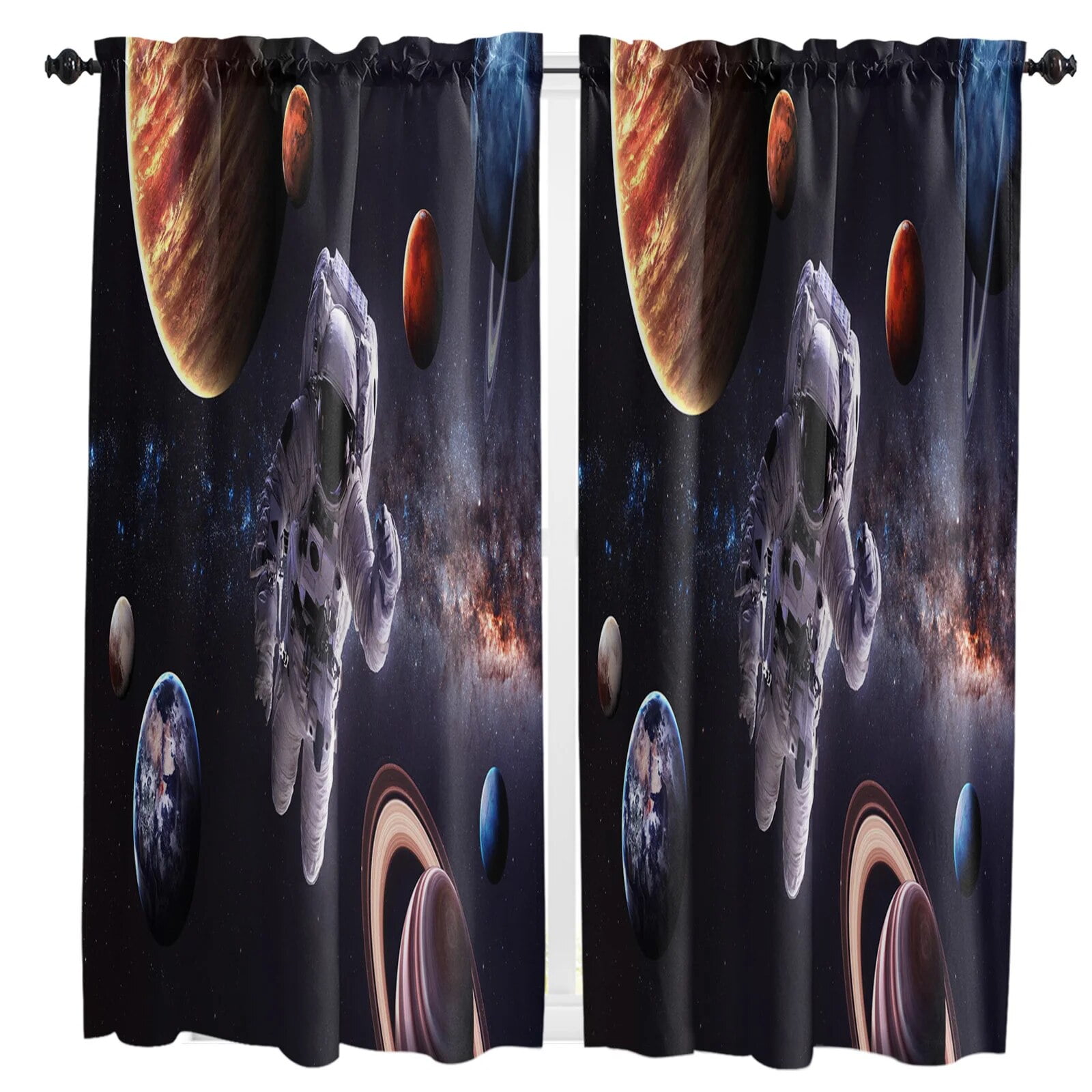 Earth Universe Space And Stars Window Curtains for Living Room the ...