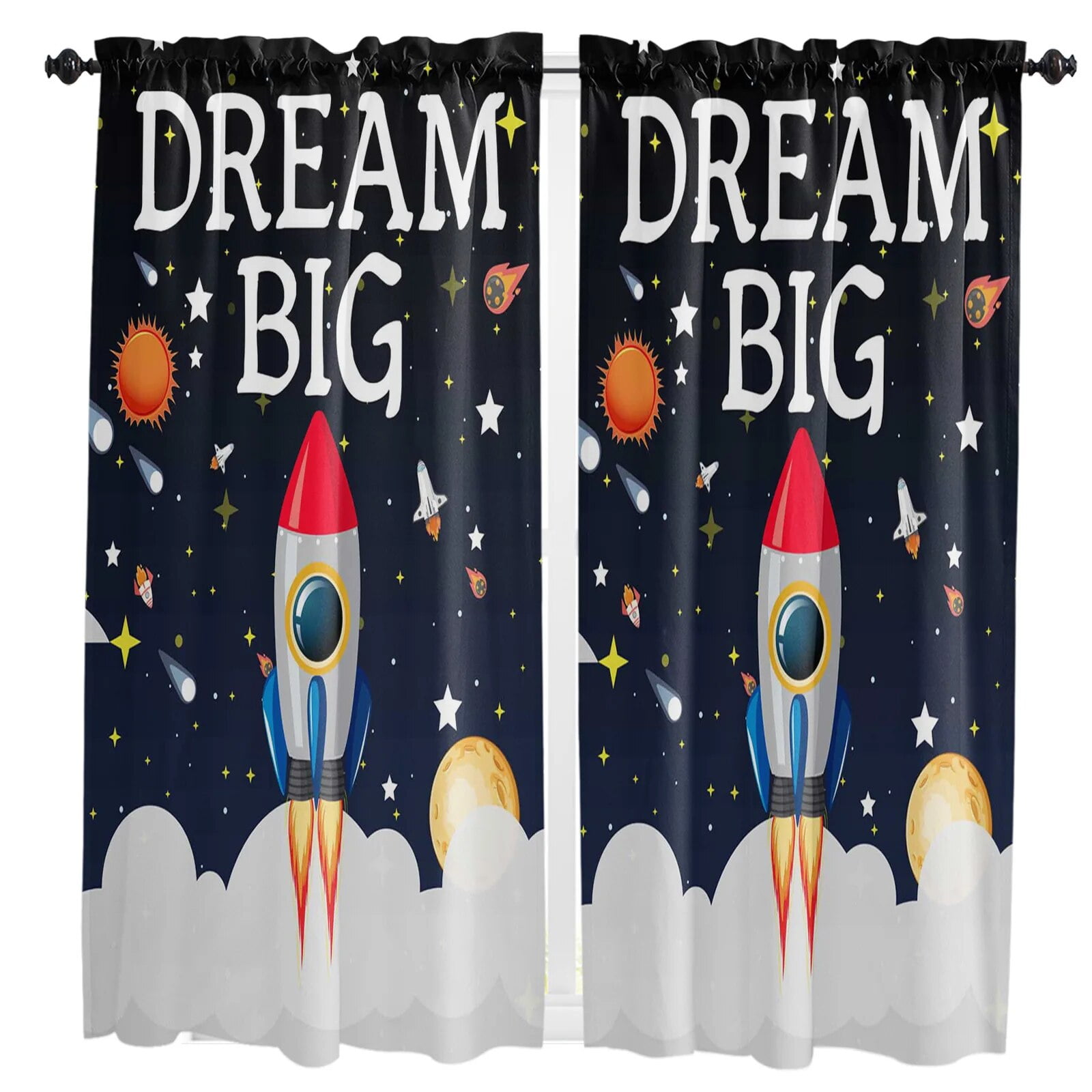 Earth Universe Space And Stars Window Curtains for Living Room the ...