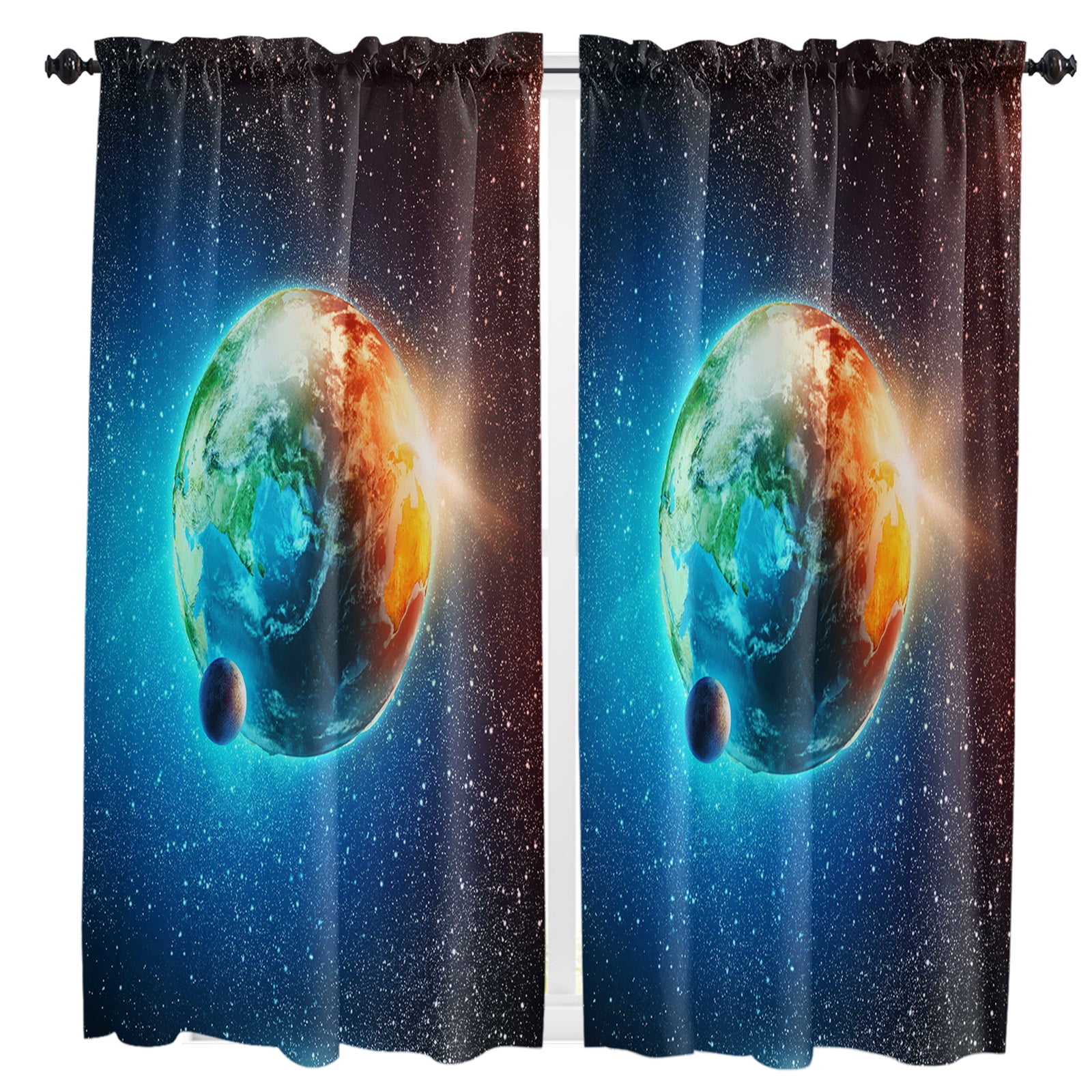 Earth Universe Space And Stars Window Curtains for Living Room the ...