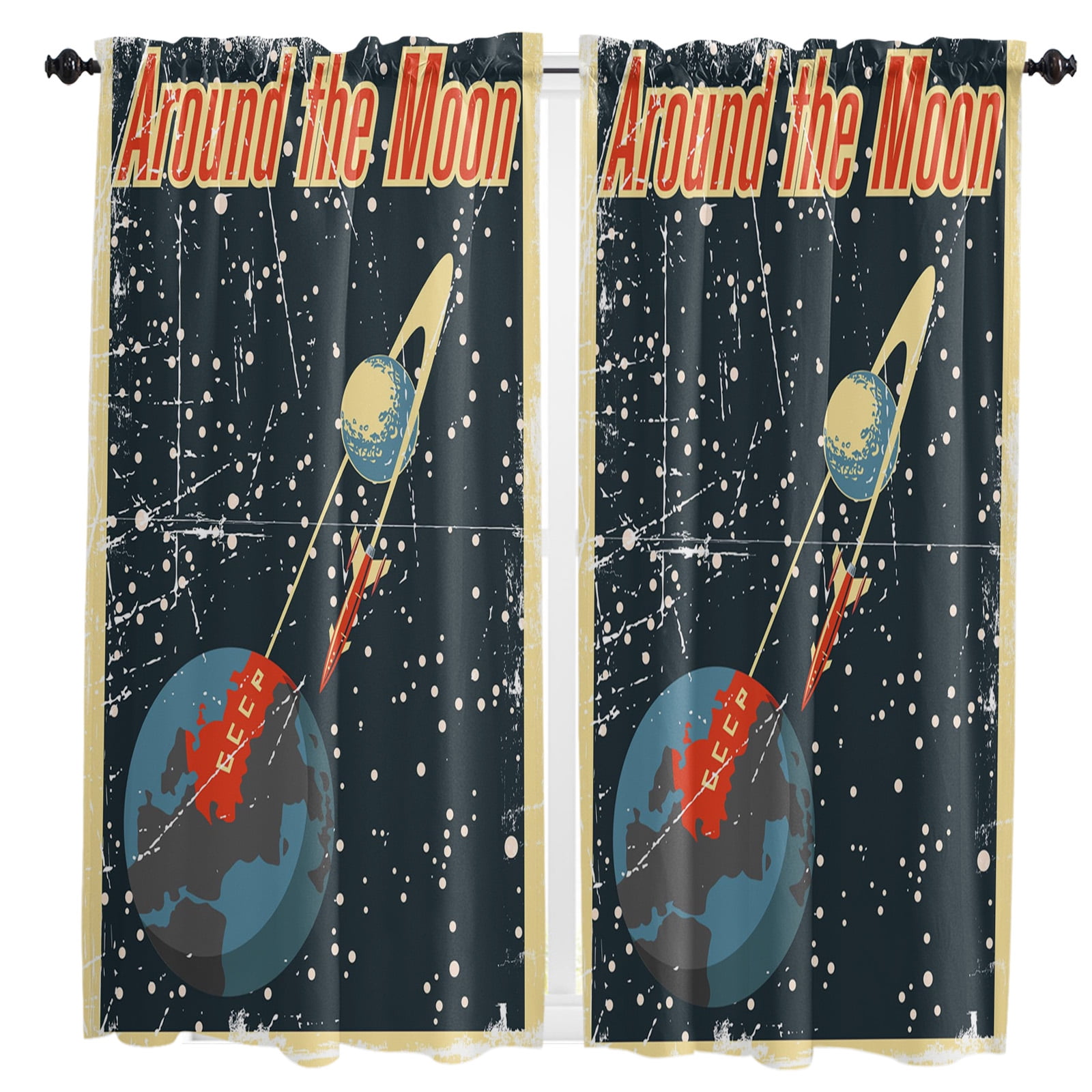 Earth Universe Space And Stars Window Curtains for Living Room the ...