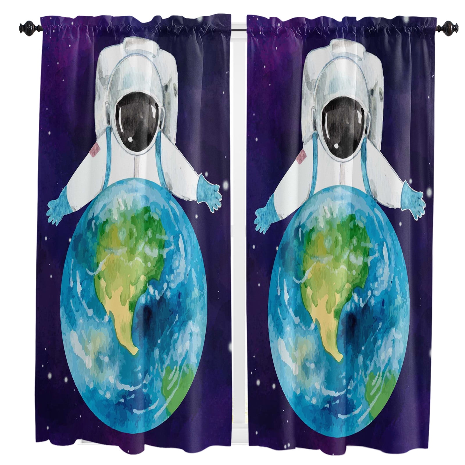 Earth Universe Space And Stars Window Curtains for Living Room the ...