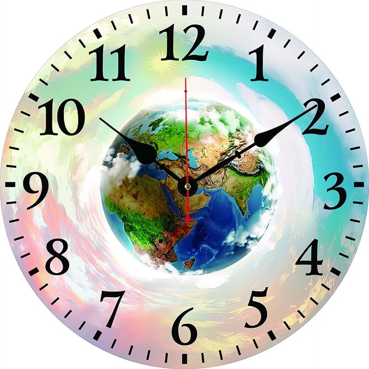 Earth Wall Clock Modern Design Living Room Bedroom Office Decoration ...