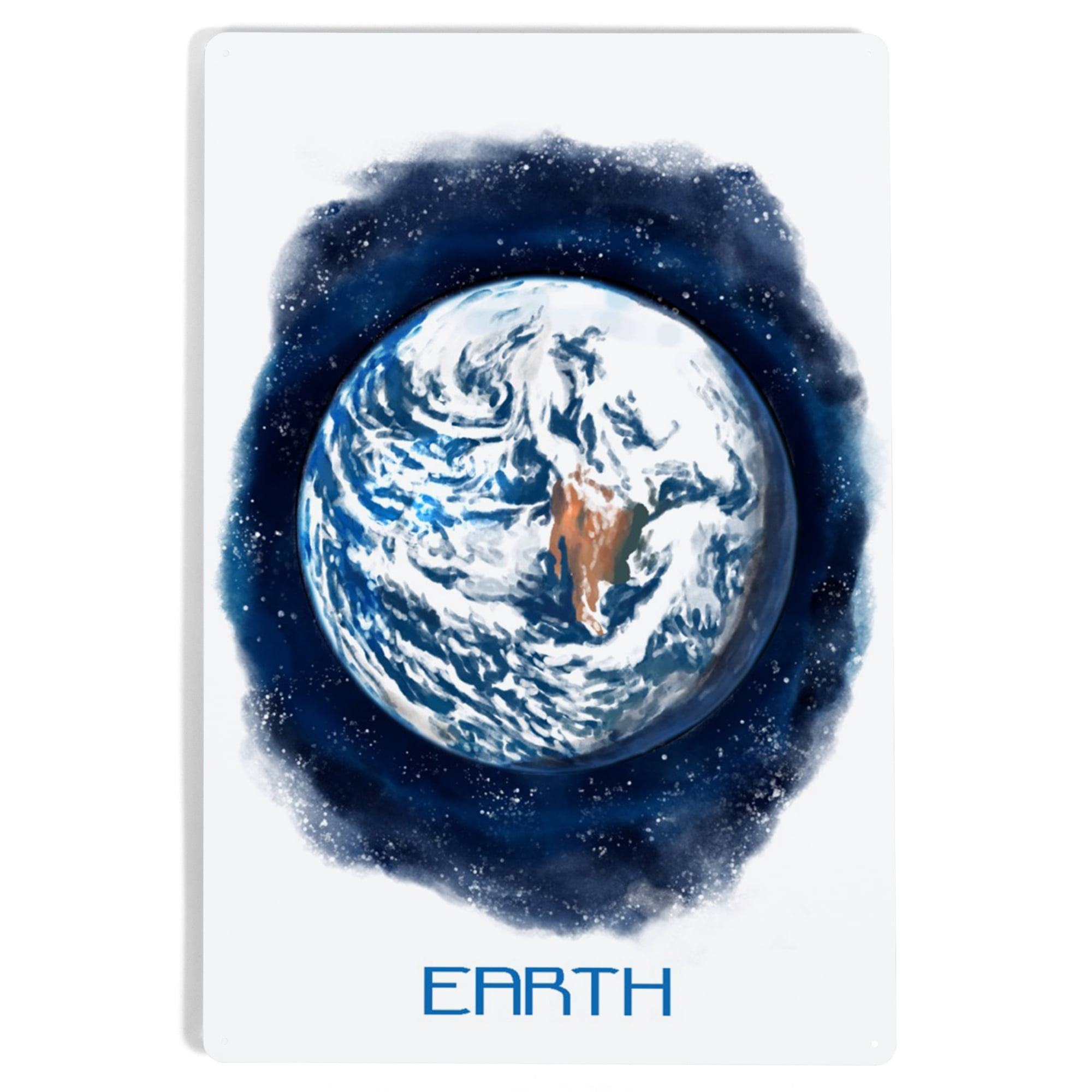 Earth, Watercolor (12x18 Aluminum Art, Indoor Outdoor Metal Sign Decor ...