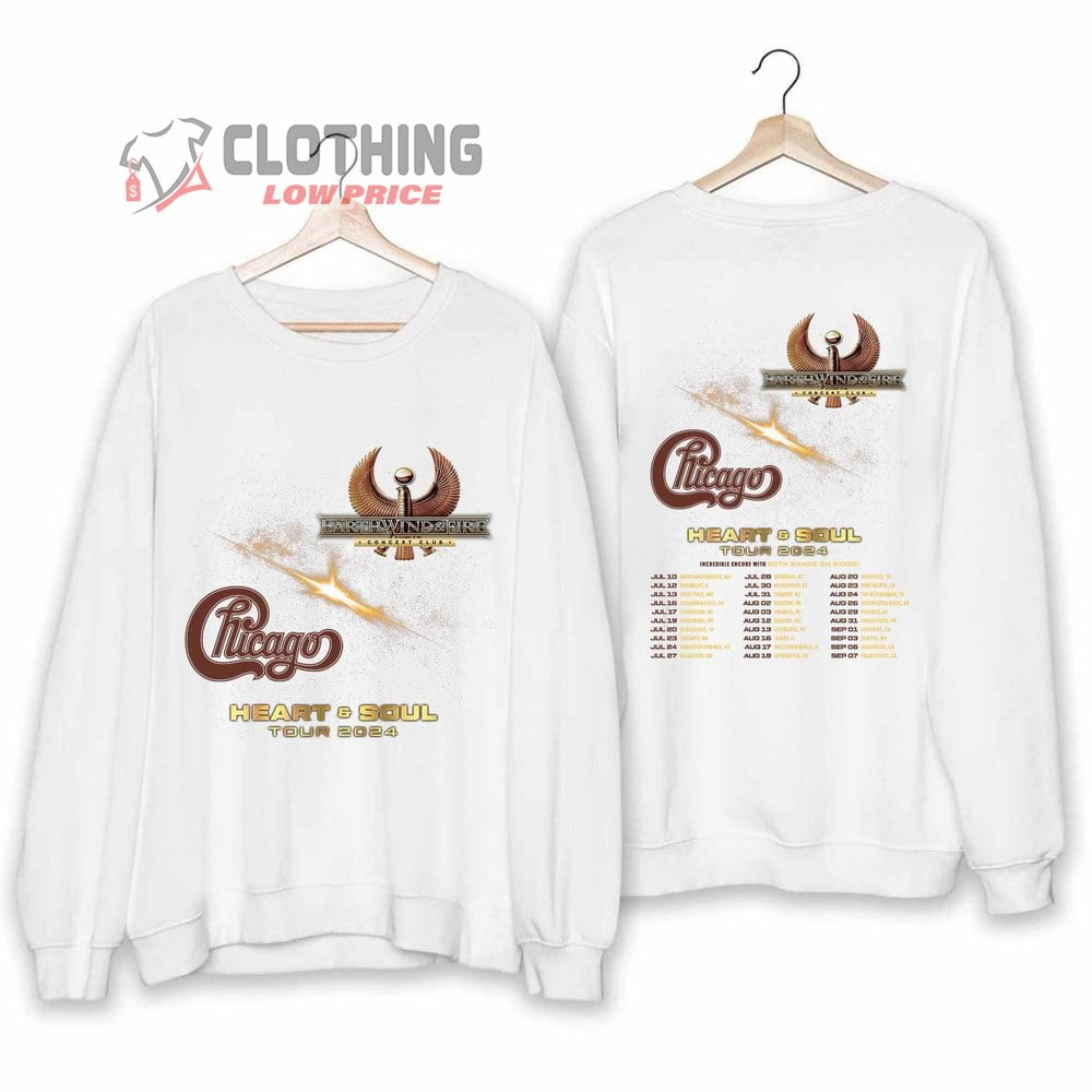 Earth Wind And Fire And Chicago Tour 2024 Merch, Heart & Soul Tour 2024 ...