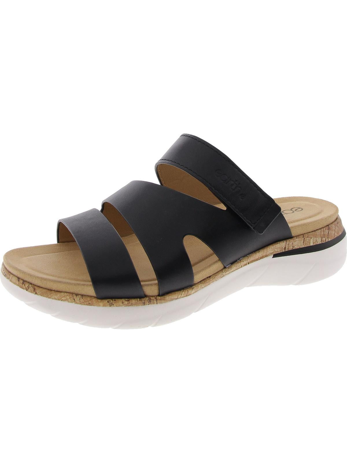 Earth Womens Ralli Leather Adjustable Slide Sandals - Walmart.com