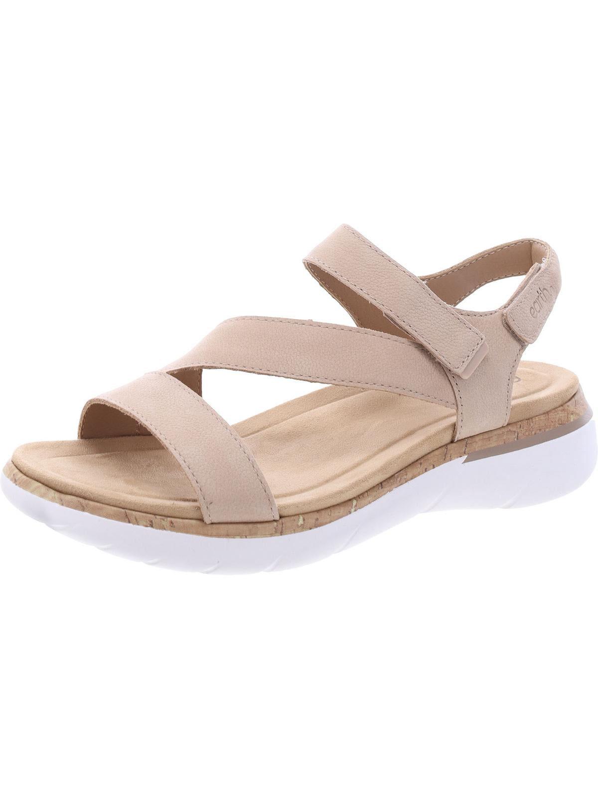 Earth Womens Roni Adjustable Leather Slingback Sandals - Walmart.com